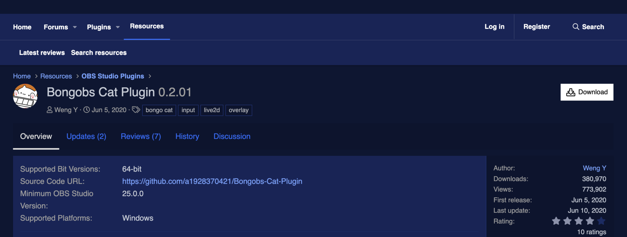 OBSで入力に反応して猫のアニメーションが出る「Bongo Cat」の使い方 – ひとみマンのOBS学校