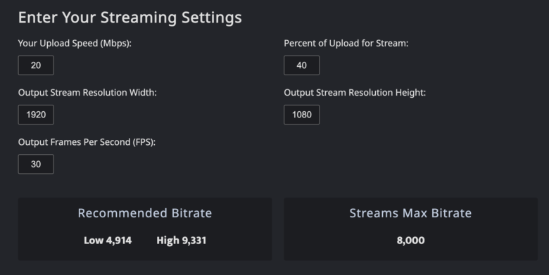 OBS配信で適切なビットレートを自動計算してくれる「Bitrate Calculator」ツールの紹介 – ひとみマンのOBS学校